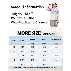 Arshiner Kids Girls Tie Dye Long Sleeve Casual Loose Crewneck Sweatshirts for 4-5T