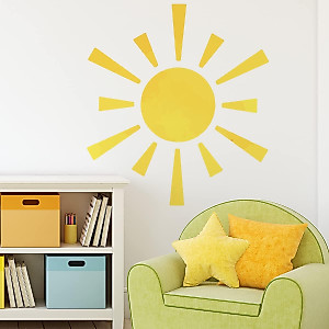 39.3x35 Inch Boho Sun Wall Decals Removable Sunshine Wall Sticker Vinyl Peel and Stick Sun Decals Wall Art for Girls Kids Bedroom Nursery Playroom Decor