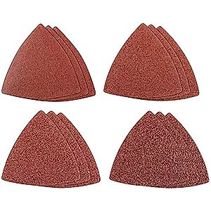 Pack 100 Sandpaper 60/120 Grit (50 Each) 3-1/8" Triangular Sand Paper w/loop backing for Fein Multimaster Bosch Multi-x Craftsman Nextec Dremel Ridgid Dremel Chicago 3" Rockwell Huperlock Worx Mm20