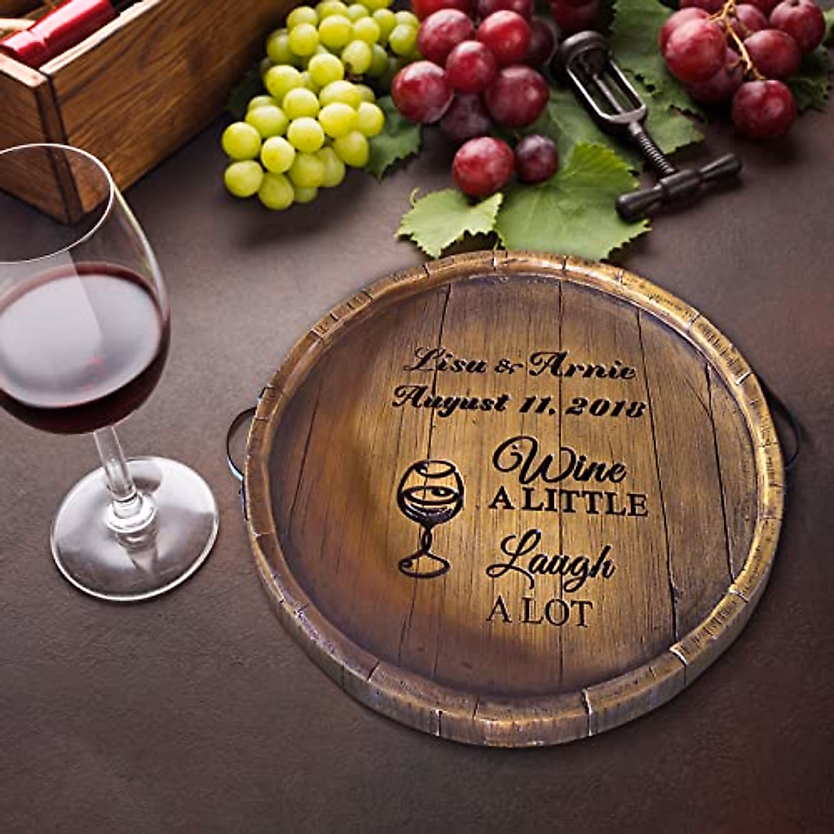 Wine Barrel Serving Tray Personalized