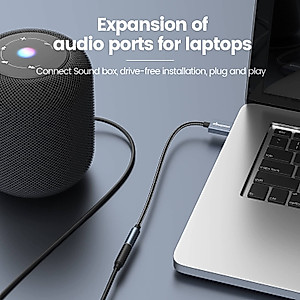 USB to 3.5mm Jack Audio Adapter, KOOPAO 2in1 External USB Sound Card, 3.5mm Aux to USB to Audio Jack Sound Adapter Support CTIA OMTP Headphone TRRS Jack for PC Windows 10 PS4 Laptop Mac