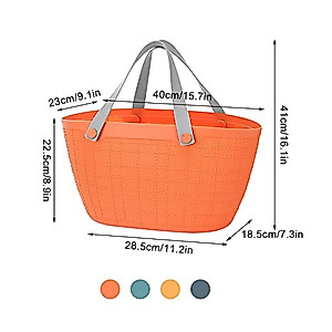 GILIGEGE Shopping Basket Soft Portable Picnic Basket Plastic Wash Basket Dirty Clothes Storage Basket Bath Basket Bath Basket Beach Travel Handbag Cool Camping Gifts for Women (Navy, One Size)