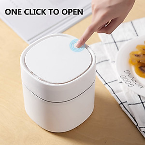 AWOLIC Mini Desktop Trash Can with Lid,Small Garbage Can for Countertop,Dressing Table,Bedside Etc,Free 90 Bags(White)