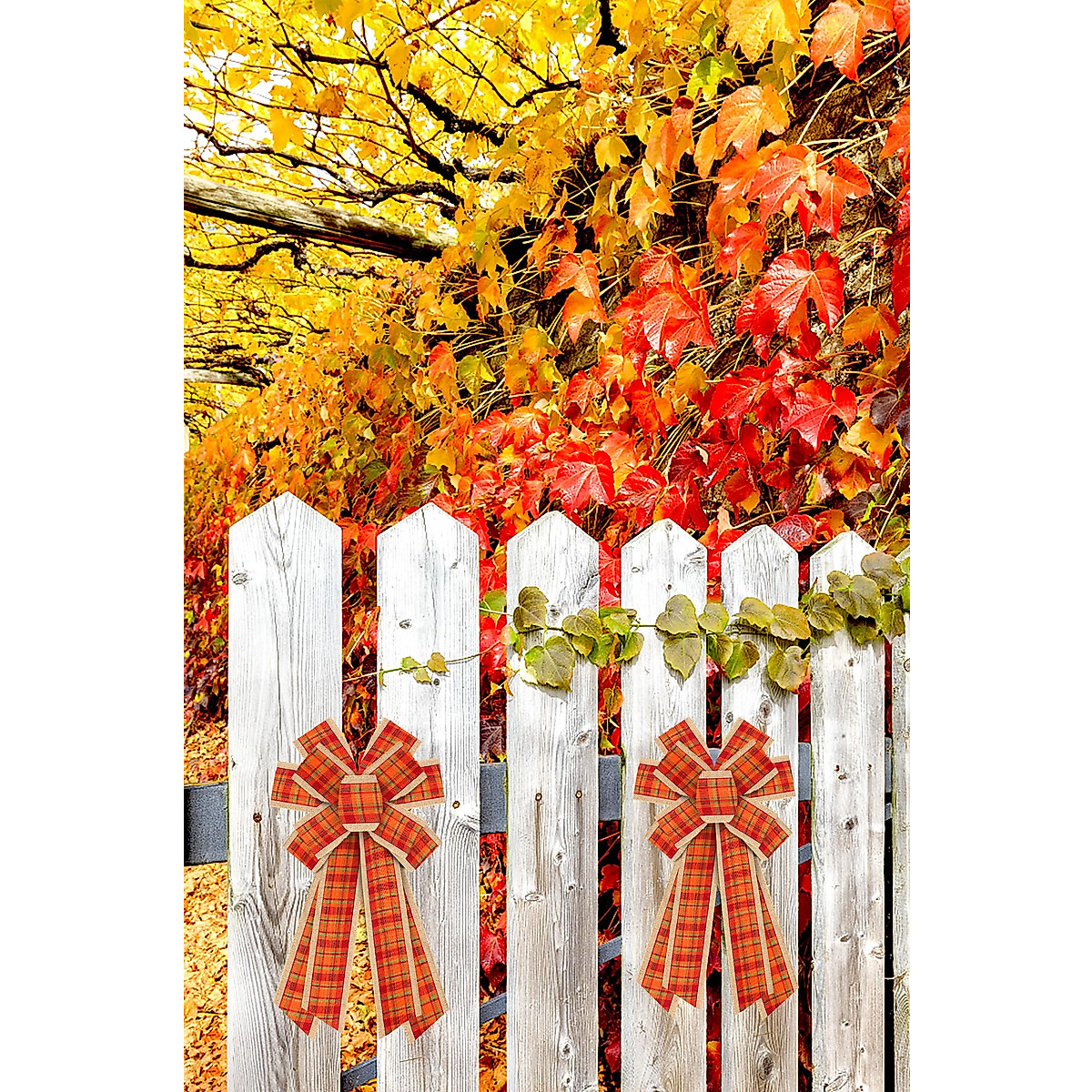 Estivaux Fall Ribbons for Crafting, Thanksgiving Wired Edge Ribbon Orange Buffalo Plaid Craft Ribbons Autumn Farmhouse Burlap Ribbon for Gift Wrapping Fall Thanksgiving Decorations Supplies