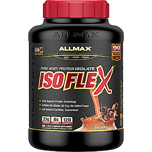 ALLMAX Nutrition - ISOFLEX Whey Protein Powder, Whey Protein Isolate, 27g Protein, Chocolate, 5 Pound