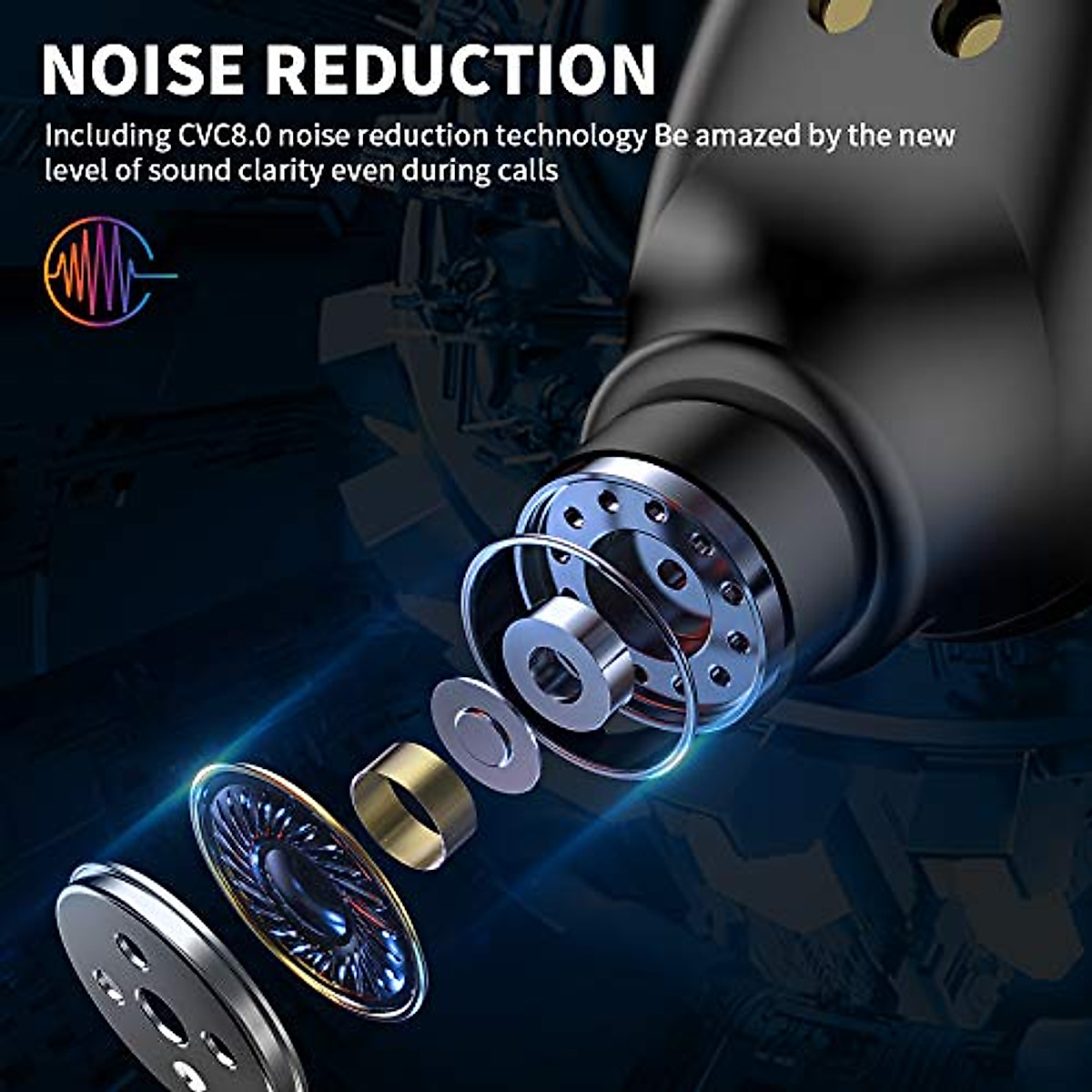 Elrigs Bluetooth 5.0 True Wireless Earbuds with Charging Case for iPhone Android, 28H Playtime, IPX5 Waterproof, TWS Stereo Headphones with mic, in-Ear Earphones Headset with LED Display…