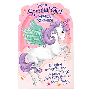 American Greetings Birthday Card for Girl (Pegasus with Stickers)