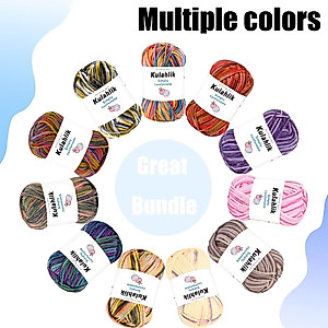 Kulahlik 250g(5x50g) Acrylic Yarn for Crochet/Knitting, Colorful Gradient Yarn Thread, 5 Rolls Skeins, Perfect for Any Knitting Crochet and Crafts Mini Project