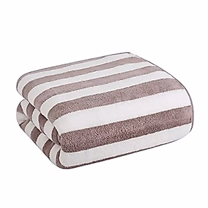 QWERTY Color Striped Coral Fleece Bath Towel for Adult Household Men and Women Fast Absorbent Wrapped Towel