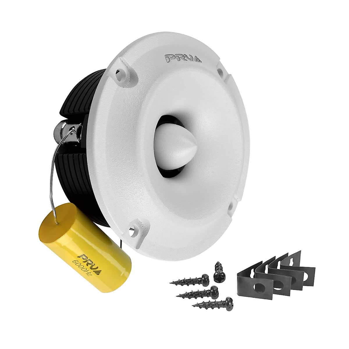 PRV Audio Bullet Super Tweeters Neodymium, 3 Inch Tweeter White TW400Ti-Nd-4 Slim 120 Watts Max Power 4 Ohm, Easy to Mount PRV Tweeters Pair, 3 Inch Speaker Replacement (2 Tweeters)