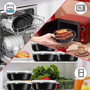 Meal Prep Container,30 Pack Food Prep Containers,28 oz Meal Prep Bowls with Lids,Reusable Food Containers with Lids,Round Plastic Lunch Containers,BPA-Free,Stackable,Microwave/Dishwasher/Freezer Safe