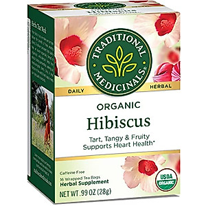 Traditional Medicinals Tea, Organic Hibiscus, Supports Your Cardiovascular System, 16 Tea Bags