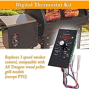 Digital Thermostat Kit Compatible with Traeger Pellet Grills BAC200 BAC236 BAC283 BAC388 BAC389 BAC382 Replacement Parts with LED Display Temperature Control Panel & 7" RTD Temperature Sensor Probe