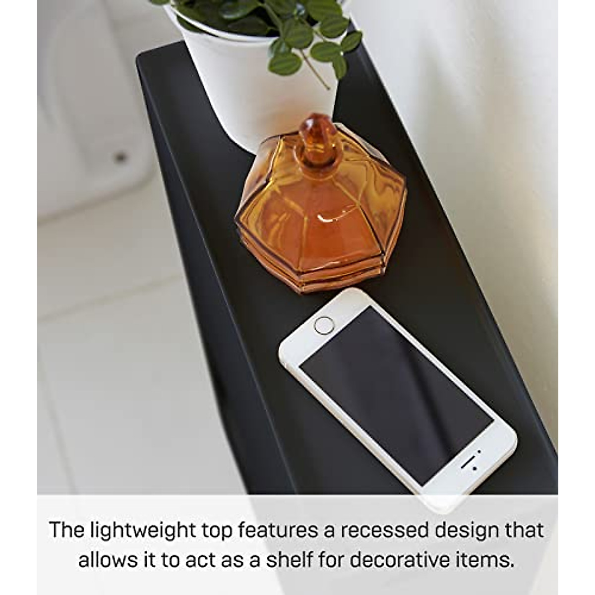 Yamazaki Home Bathroom Tissue Storage Stand | Steel | Toilet Paper Stocker, One Size, Black