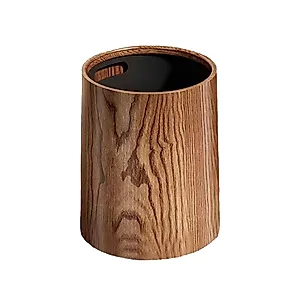 ＫＬＫＣＭＳ Wood Grain Trash Can Garbage Bin Large Capacity Fashion Waste Basket Toilet Paper Basket for Bedroom Bathroom Laundry Kitchen, 12L