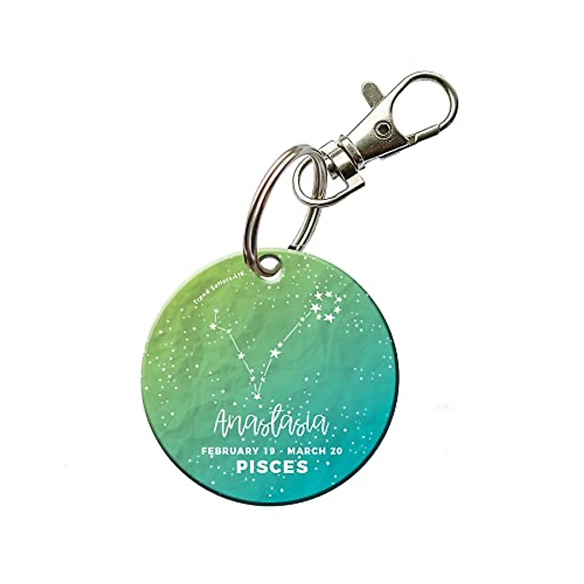 Trend Setters Ltd. – Pisces Zodiac - Personalized –Acrylic Keychain – Fused Image Birthday Gift Stocking Stuffer