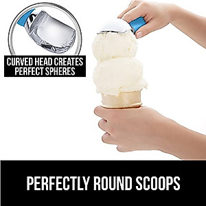 Gorilla Grip Large, Comfortable Handle, Heavy Duty Ice Cream Scoop, Professional Grade Scooper, Get Perfect Shape Scoops, Great for Spooning Frozen Hard Gelato and Sorbet, Cookie Dough, Melon, Aqua