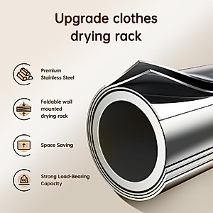 MrToNo Wall Mounted Clothes Drying Rack, Rustproof Accordion Retractable Drying Rack for Laundry Room/Bathroom Tower，Easy to Install with 7 Drying 31.5-inch Rods, 80 lbs Large Capacity