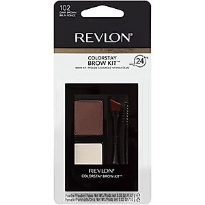 Revlon Eyebrow Kit, ColorStay Brow Kit Eye Makeup with Longwearing Brow Powder, Pomade, Spoolie & Angled Brush Tip, 102 Dark Brown, 0.08 Oz