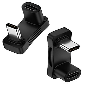 AreMe 180 Degree Angle USB C Adapter 2 Pack, 180° U Shape Male to Female 10Gbps PD 100W Adapter Compatible with Steam Deck, Switch, Laptop, Tablet, Phone and More Type C Devices