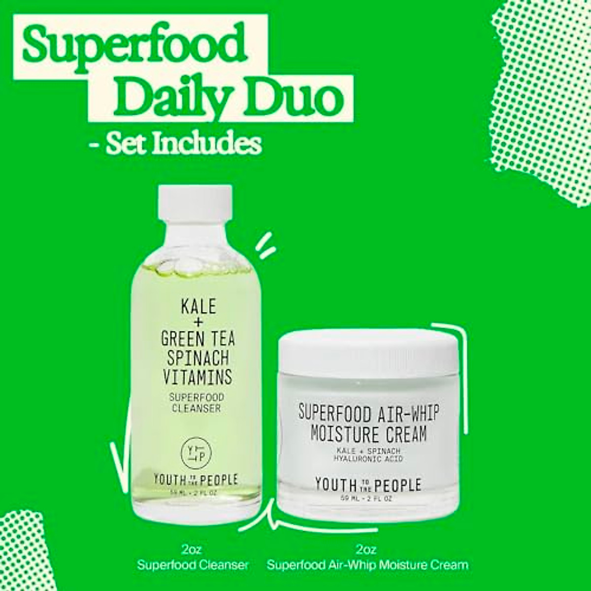 Youth To The People Superfood Daily Duo Kit - Superfood Cleanser (2oz) + Air-Whip Moisture Cream (2oz)