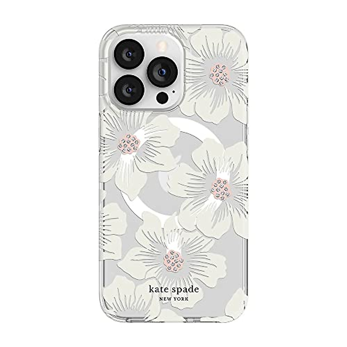 kate spade new york Protective Hardshell Case for MagSafe for iPhone 13 Pro - Hollyhock Floral Clear