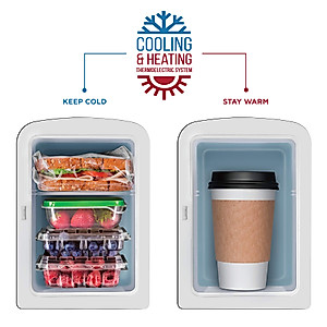 Chefman Mini Portable White Personal Fridge Cools Or Heats & Provides Compact Storage For Skincare, Snacks & Medela Breastmilk Storage Bags, 50 Count (Pack of 1)