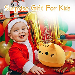 LSYDCARM 9" Kawaii Yellow Fat Cat Plush Pillow Toy, Soft Stuffed Animal for Kids, Birthday, Christmas, Home Decoration