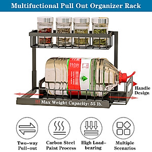 LFGKeng Under Sliding Sink Organizer, Pull Out Cabinet Drawer 2 Tier, Under Sink Shelf Organizer Rack, Under Cabinet Storage for Kitchen Spice Organizer, Bathroom Countertop Organize Baskets(Black)