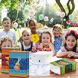 Pajean 18 Packs Fiesta Party Favor Bags with Handles, Cinco De Mayo Candy Bags Mexican Themed Paper Gifts Bags for Birthday Baby Shower Bridal Mexico Party Favor Supplies