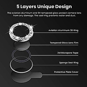 Tensea Compatible with iPhone 12 / iPhone 12 mini Camera Lens Protector, 9H Tempered Glass Camera Cover Screen Protector for iPhone12 mini 5.4 inch / iPhone12 6.1 inch 2020 (Diamond)