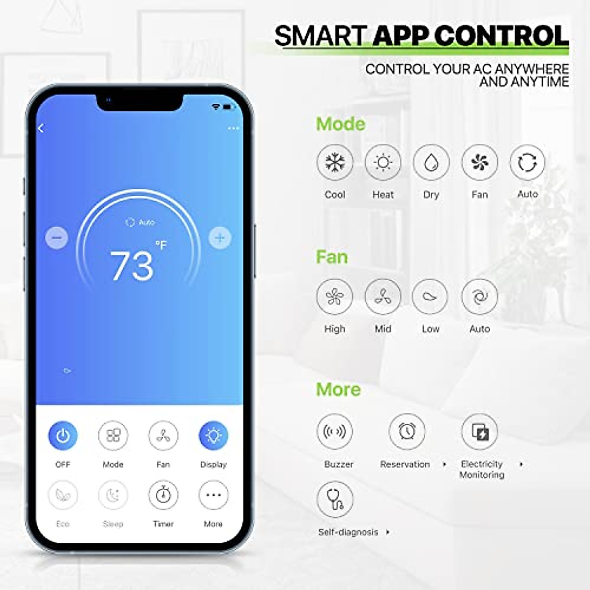 Magshion 18,000 BTU Mini Split Air Conditioner, Wall Mounted 208/230V AC with Heat Pump & Washable Filter & Installation Kits, 21.5 SEER2 - Cools Rooms up to 1000 Sq. Ft