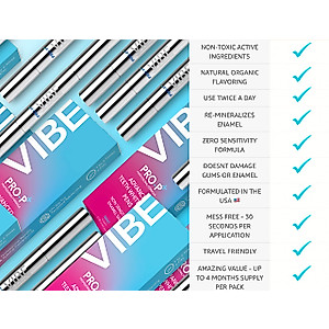 Vibe Teeth Whitening Pens, Healthy, Peroxide Free 4 Pack, Non-Toxic Fast Results, 3ml per pen, Vegan, Painless, teeth whitening kit for sensitive teeth, Travel Sized, Easy to Use, Organic Mint Flavor