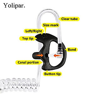 Yolipar Replacement Soft Silicone Eardud Earmold for Walkie Talkie Audio kit Air Acoustic Tube Earpiece Headset (Black, Medium(2 Pairs))