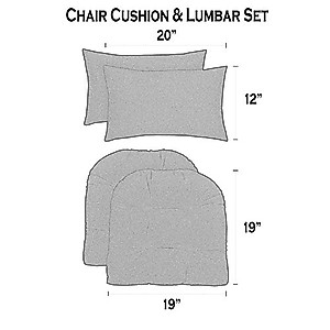 RSH Décor Indoor Outdoor 2 U-Shape Wicker Cushions & 2 Lumbar Pillows Weather Resistant, Carnival Fanfare Orange