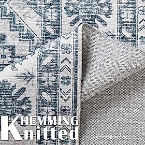 jinchan Area Rug 2x7 Washable Rug Runner Rug Hallway Rug Vintage Carpet Indoor Kilim Rug Grey Blue Traditional Overdyed Retro Gray Accent Rug Non Slip for Kitchen Bathroom Living Room Bedroom