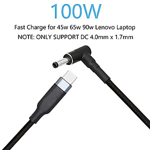 CERRXIAN 6.5ft 100W PD USB Type C Male Input to 90 Degree DC 4.0 x 1.7 mm Male Power Charging Cable (4017-100W)