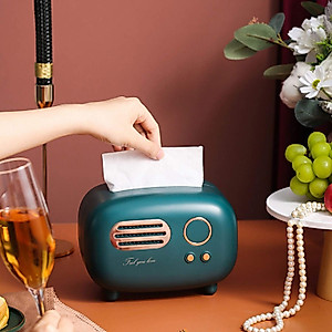 Retro Radio Shape Tissue Cover Box, Practical and Cute for Kitchen,Bathroom Vanity Countertops, Bedroom Dressers,Night Stands, Desks and Tables, Creative Gift (Retro Radio)