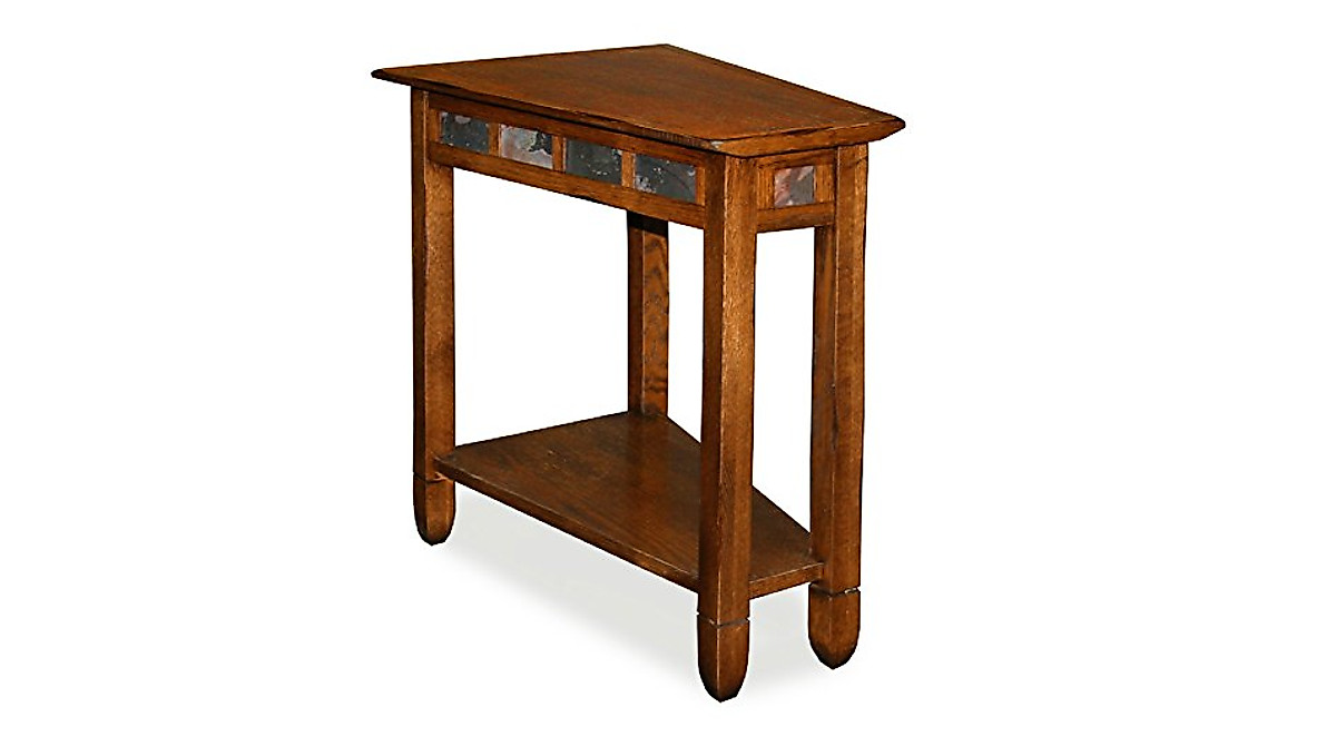 Leick Rustic Oak Slate Tile End Table - Compact & Rustic Design