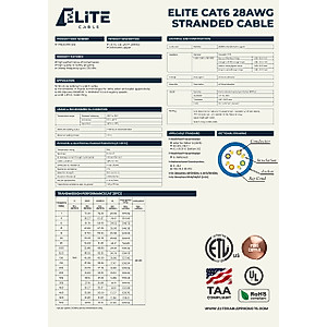 Elite Cat6 Stranded 28AWG (cm Rated) - Ultra Slim Ethernet, 1000ft, Unshielded Twisted Pair (UTP), Pure Stranded Copper, UL Listed, Ultra Flexible, Reel, Blue | Create Custom Patch Cables