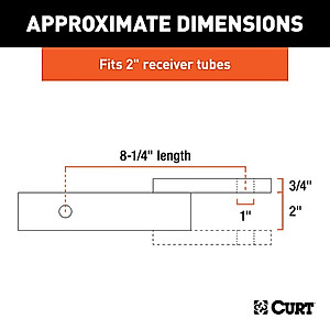 CURT 45012 Class 3 Trailer Hitch Ball Mount and Pin, Fits 2-Inch Receiver, 7,500 lbs, 1-Inch Hole, 2-In Drop, 3/4-Inch Rise