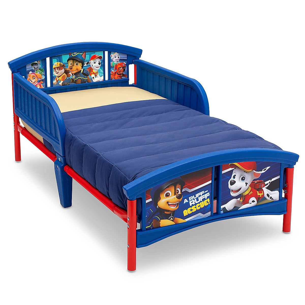 PAW Patrol 2-Piece Toddler Bedroom Set by Delta Children - Includes Toddler Bed and Deluxe Toy Box, Blue