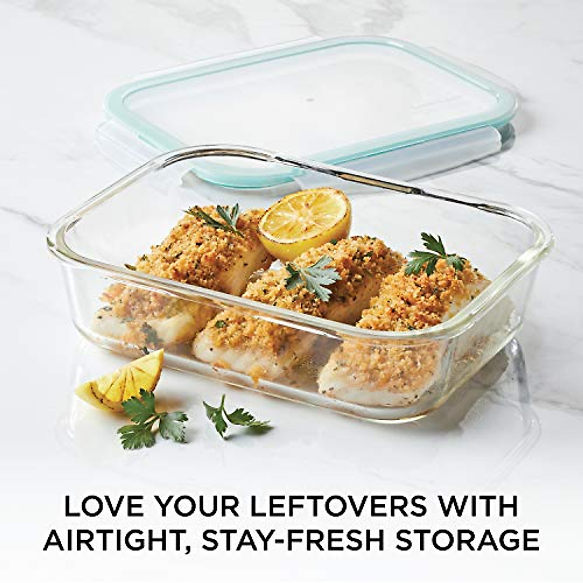 LocknLock Purely Better Glass Food Storage Container with Lid, Rectangle-51 oz, Clear