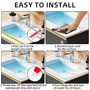 Shower Threshold Water Dam, Silicone Shower Water Guard, Self Adhesive Shower Water Blocker, Collapsible Shower Dam Water Stopper, for Bathroom Bathtub and Kitchen Countertop (Transparent,98In)