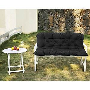 COSNUOSA Swing Replacement Cushions Waterproof Porch Swing Cushions 2-3 Seater Outdoor Swing Cushions for Outdoor Furniture Black 47x40 Inches