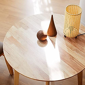 Livinia Canberra 27.6" Round Wooden Dining Table/Small Mid Century Modern Malaysian Oak Kitchen Table (Natural-Oak)