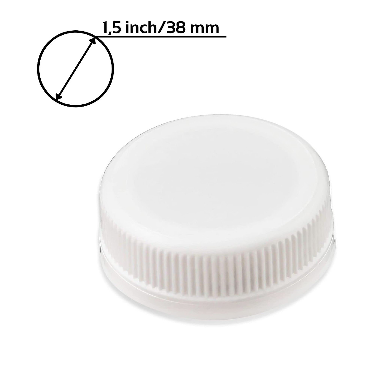 Pack of 25 White Bottle Caps Tamper Seal Lids 1.5'' Cap for Bottle 38 mm White Screw Bottle Cap Plastic Replacement Caps for Juice Water Crafts DIY Ideal for 4, 8, 12, 16 and 32 oz Bottle