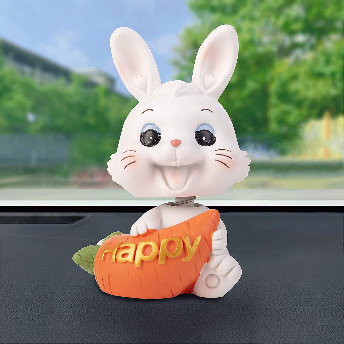 MuMyer Cute Bunny Car Ornaments Rabbit Car Dashboard Decorations Shaking Head Doll(B)