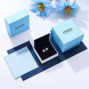 Bezel Setting Moissanite Solitaire Earrings for Women, 0.5ct D Color VVS1 Clarity Lab Created Diamond Earrings 14K Yellow Gold Vermeil Classic Solid S925 Sterling Silver Moissanite Earrings for Women