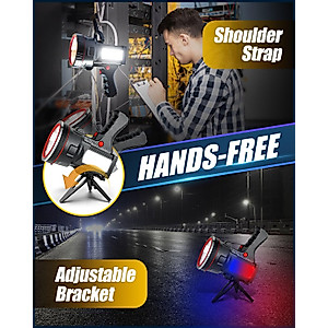 Victoper Spotlight, 200000 Lumens Bright High Lumen Solar Handheld Spot Light, 12000 mAh Rechargeable LED Spotlight Flashlight, 3+3 Modes 4 Colors Waterproof Spotlight for Camping, Boating, Hunting